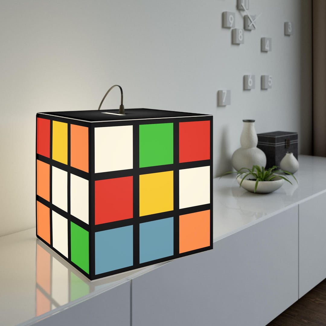 Retro Rubik's Cube Nightstand Lamp Unique Figure Desk Light Colorful ...