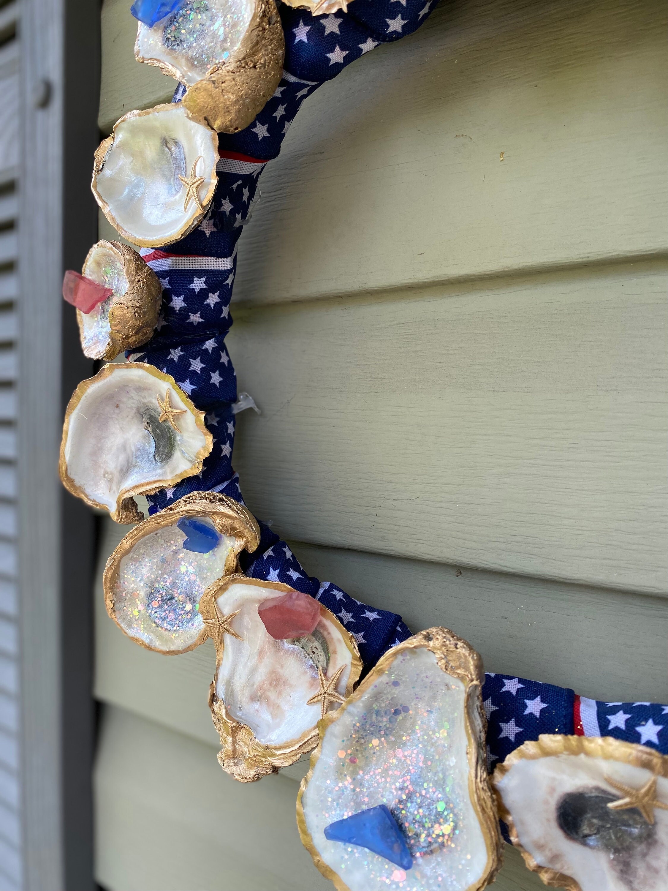 4th of July Oyster Shell Wreath - Etsy