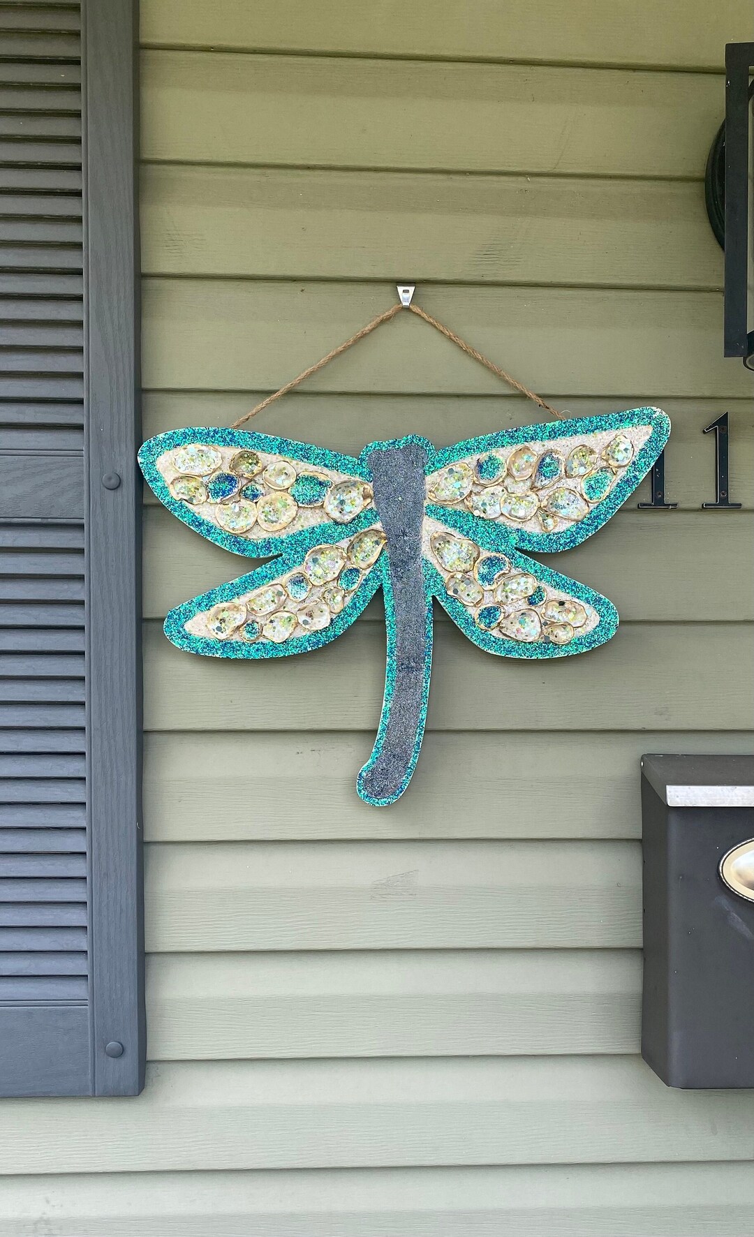 Oyster Shell Dragonfly Door Hanger - Etsy