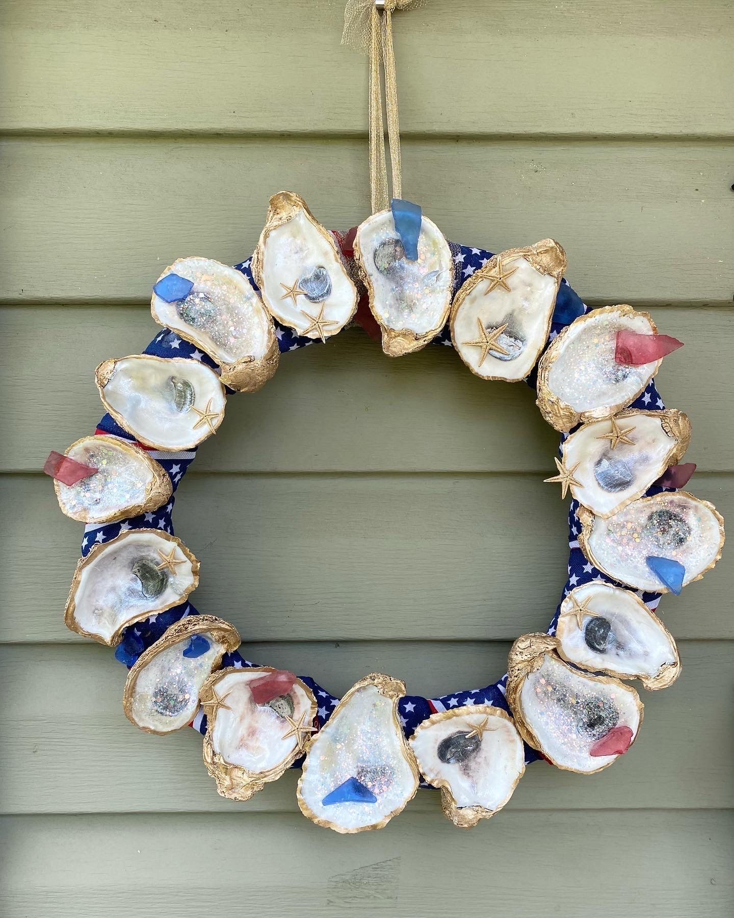 4th of July Oyster Shell Wreath - Etsy