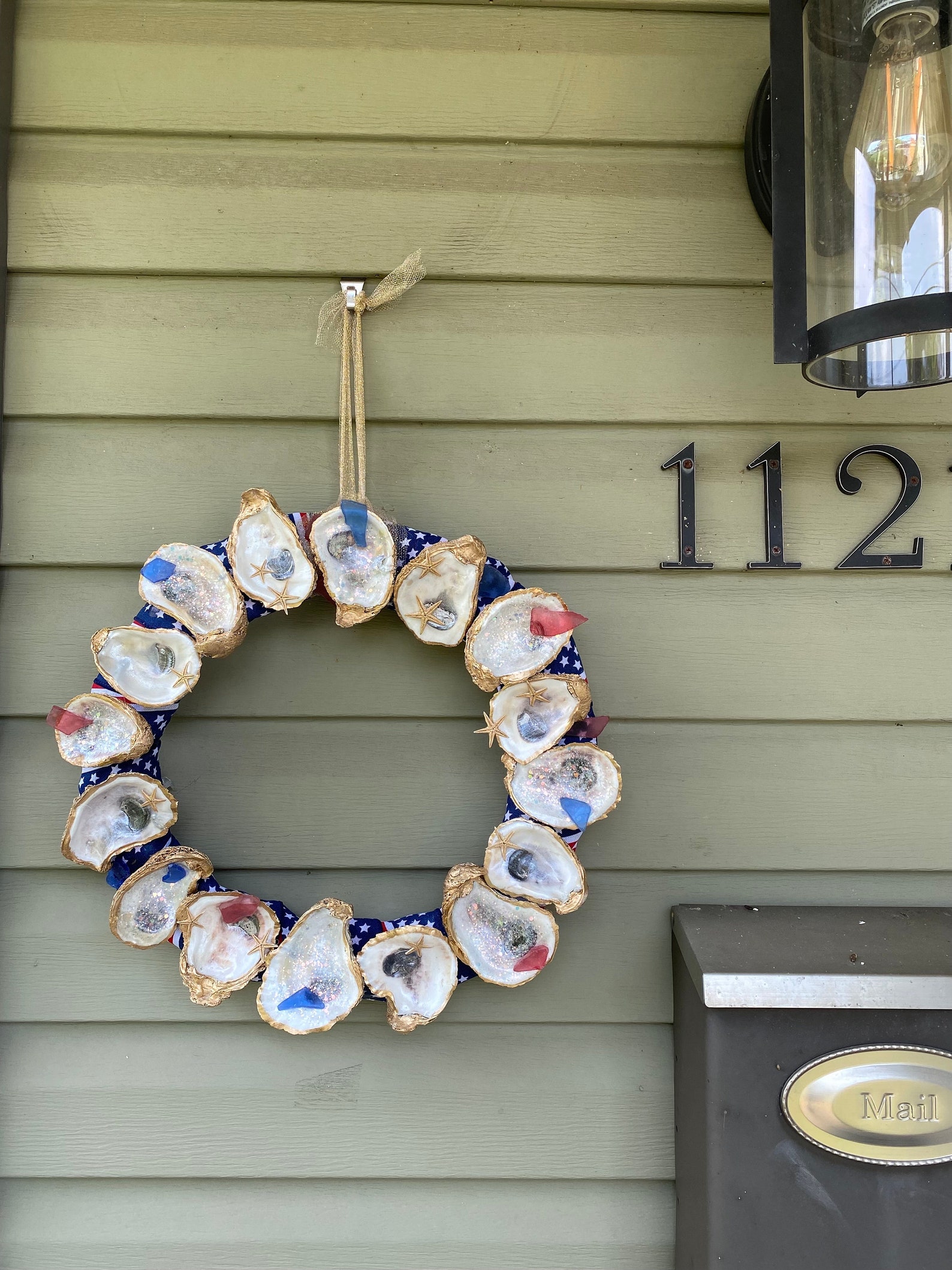 4th of July Oyster Shell Wreath - Etsy