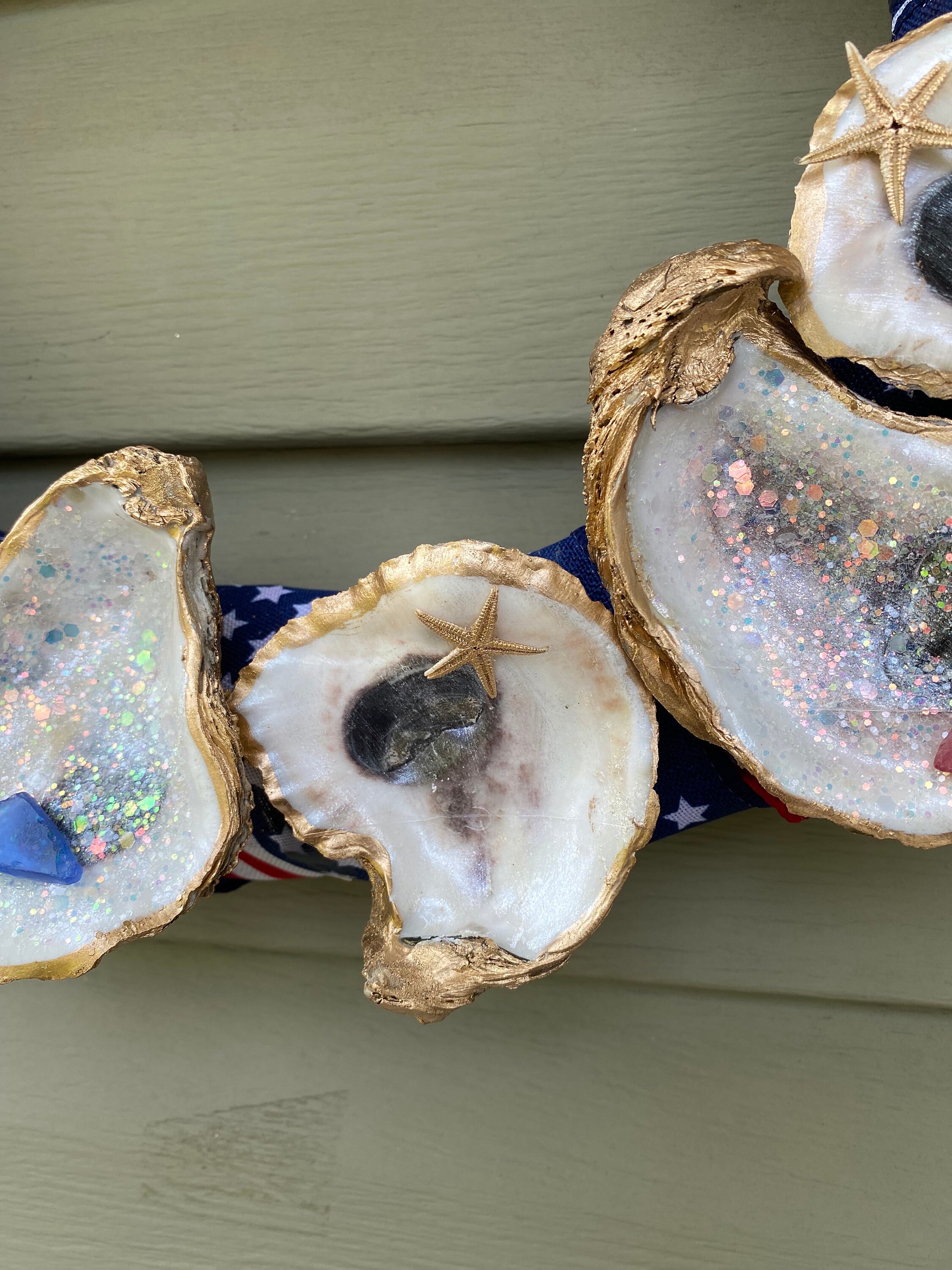 4th of July Oyster Shell Wreath - Etsy