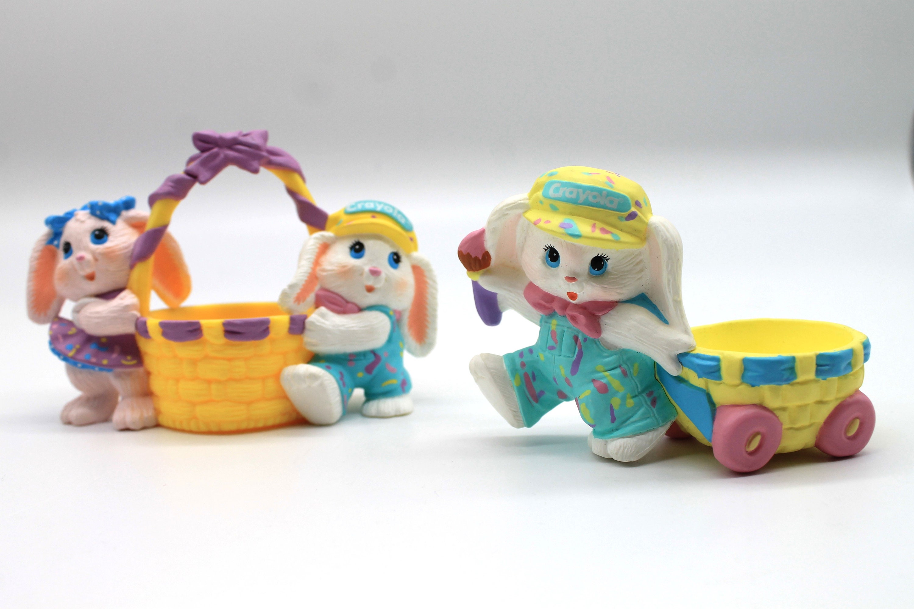 2 Vintage Crayola Easter Figurines 1990, 1991 Easter Bunnies, Basket - Etsy
