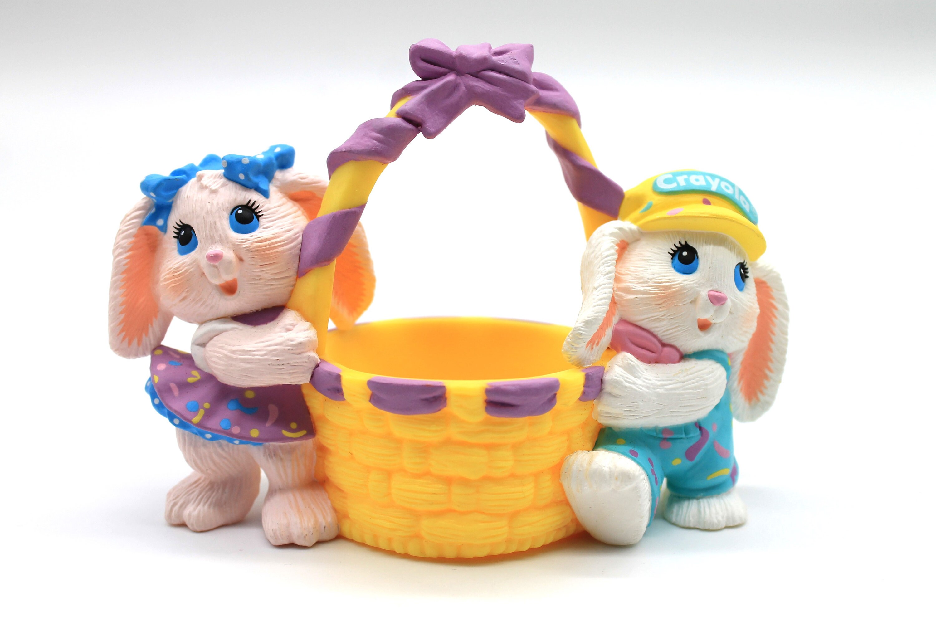 2 Vintage Crayola Easter Figurines 1990, 1991 Easter Bunnies, Basket - Etsy