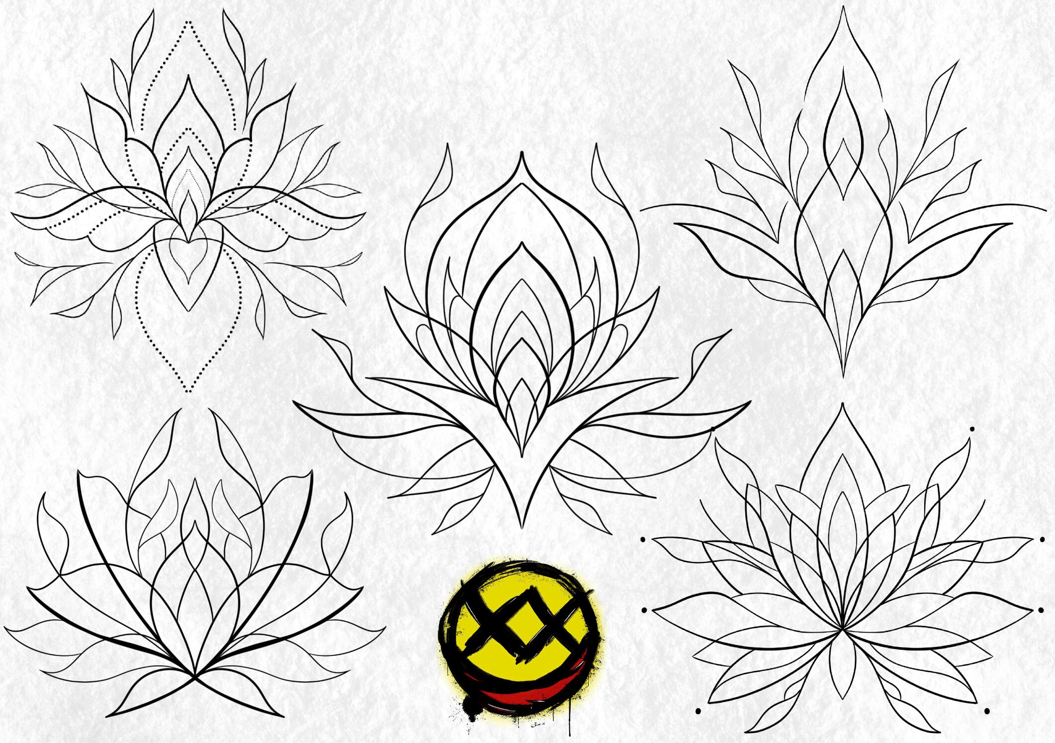 Procreate Tattoo Lotus Stamp Set - Etsy