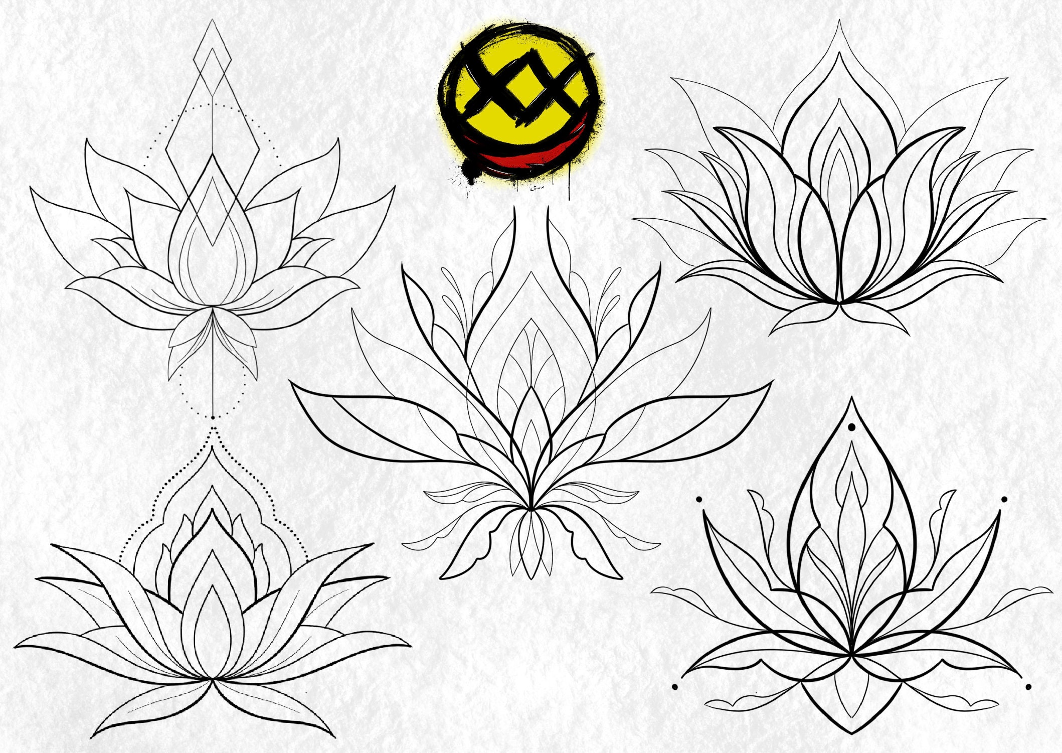 Procreate Tattoo Lotus Stamp Set - Etsy