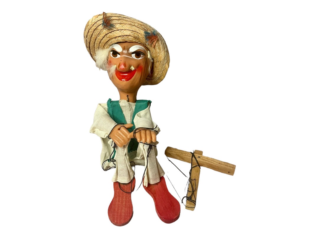 Vintage Marionette Wooden Mexican Bandit String Puppet - Etsy