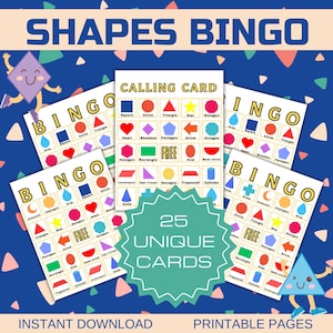 Shapes Bingo Cards Fun Activity for Toddlers and Kids Homeschool ...