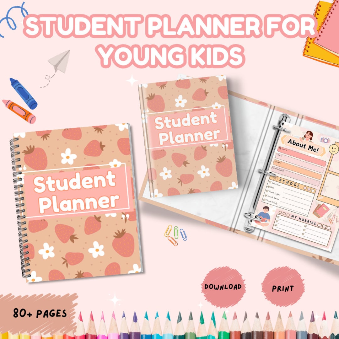 Strawberry Student Planner for Younger Kids Class Schedule Daily ...