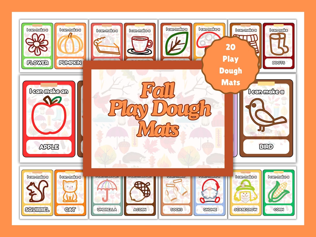 Fall Playdough Mats Fine Motor Skills Activity for Toddlers Autumn ...