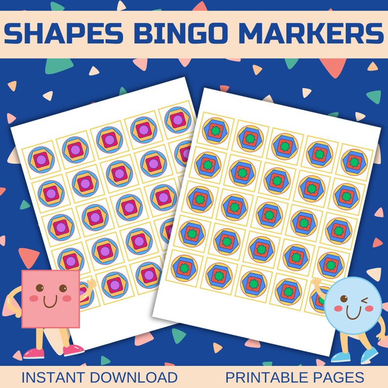 Shapes Bingo Cards Fun Activity for Toddlers and Kids Homeschool ...