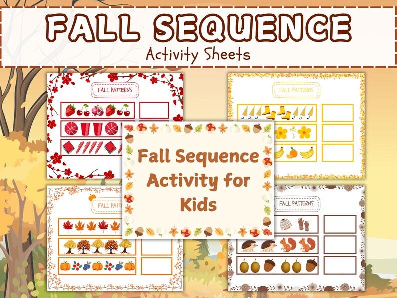 Fall Sequence Activity Sheets Sequencing Simple Math Logic Patterns Cut ...