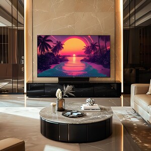 Retro 80s Neon Sunset Frame TV Art (digital Download) - Etsy