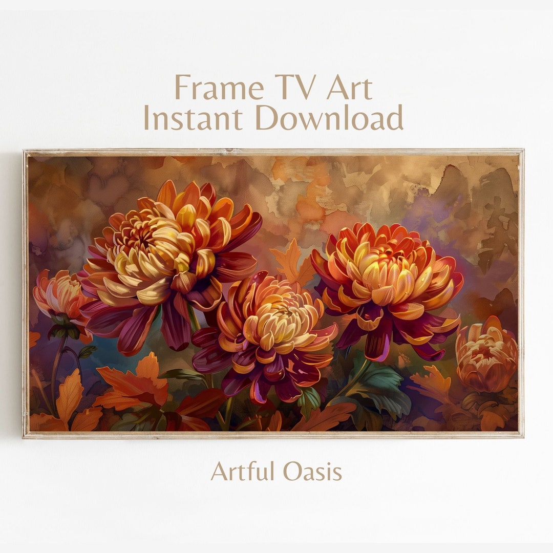 Fall Colored Chrysanthemums Frame TV Art Instant Download Samsung Frame ...