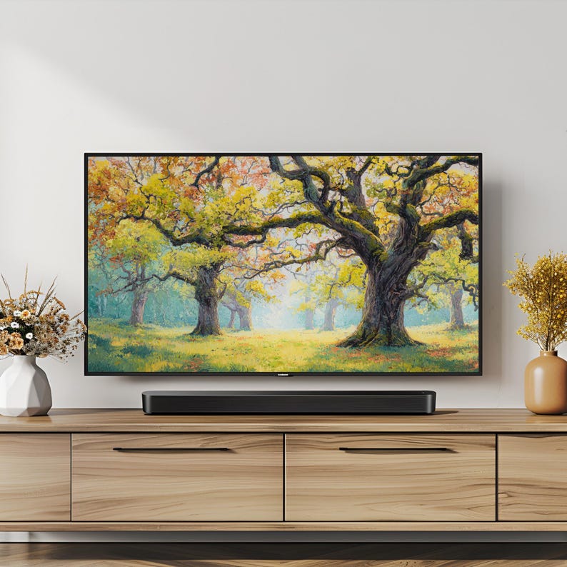 Autumn Tree Landscape Frame TV Art | Impressionist Fall Forest Painting ...