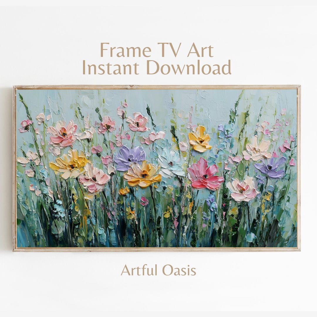 Soft Pastel Wildflower Frame TV Art | Colorful Floral Digital Download ...
