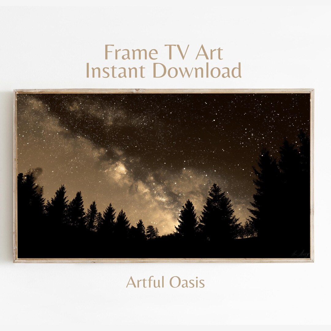 Milky Way Night Sky Frame TV Art | Starry Forest Nature Decor | Galaxy ...