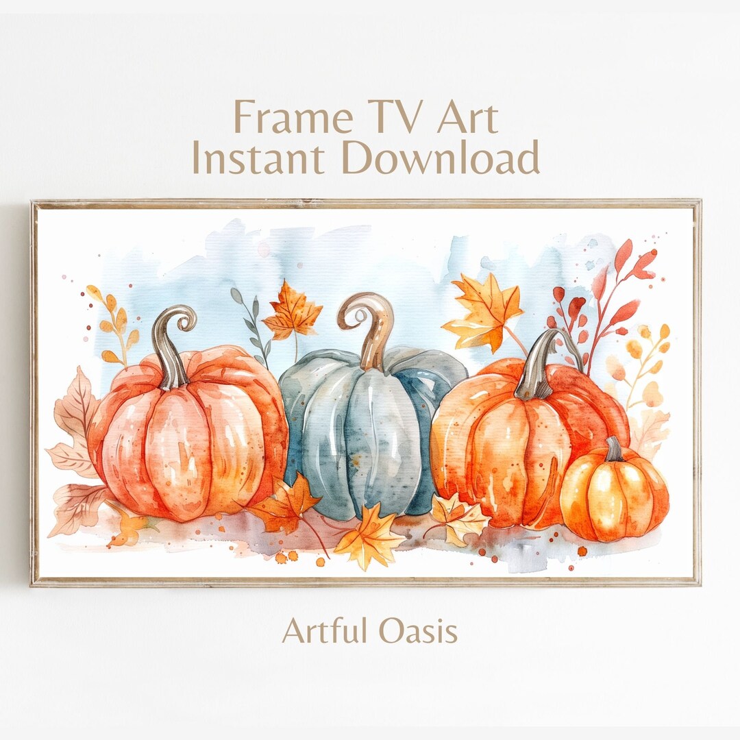 Watercolor Pumpkins Frame TV Art | Fall Harvest Painting (digital ...