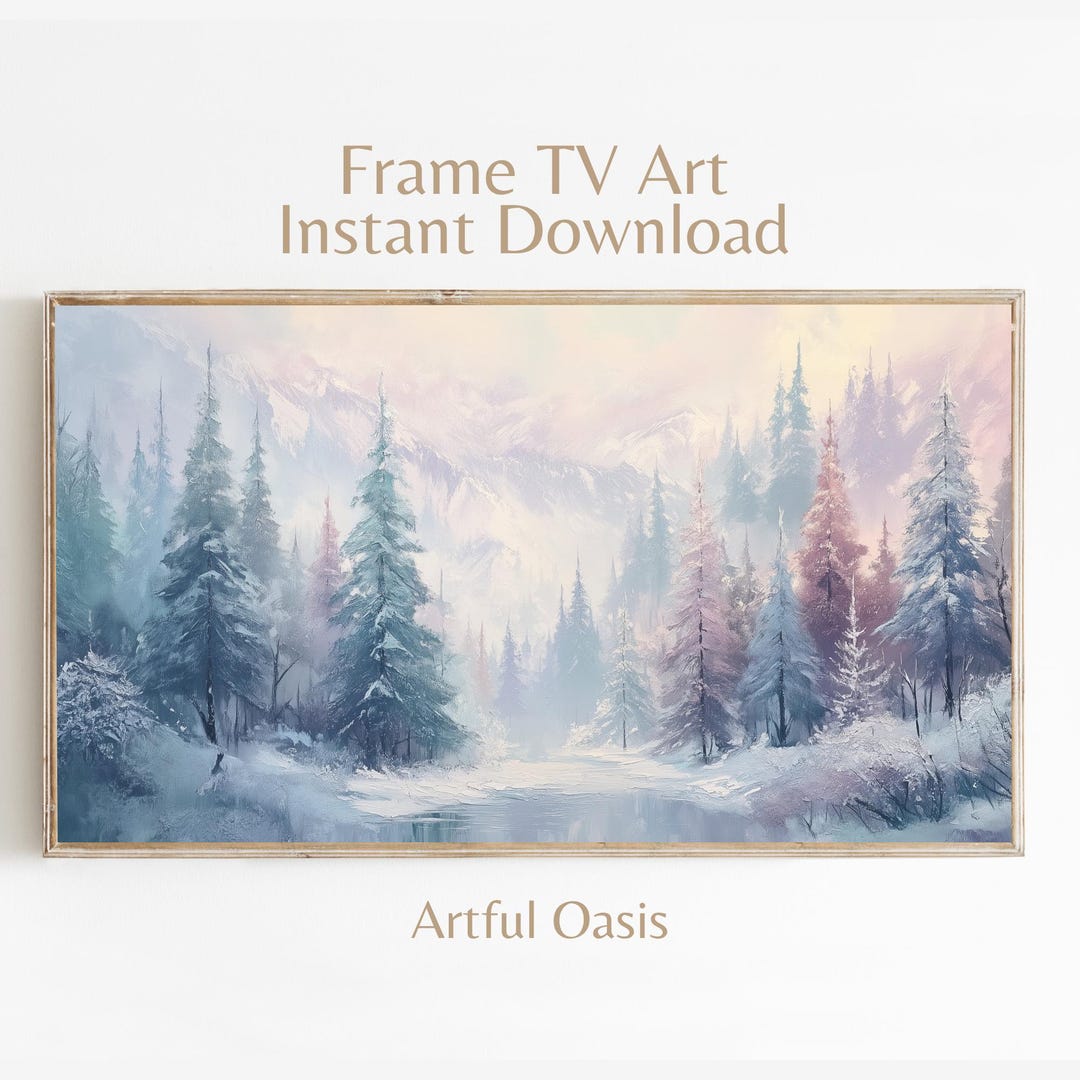 Winter Wonderland Frame TV Art | Minimalistic Snowy Landscape (digital ...
