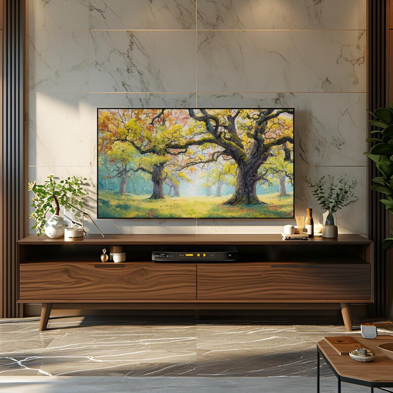 Autumn Tree Landscape Frame TV Art | Impressionist Fall Forest Painting ...