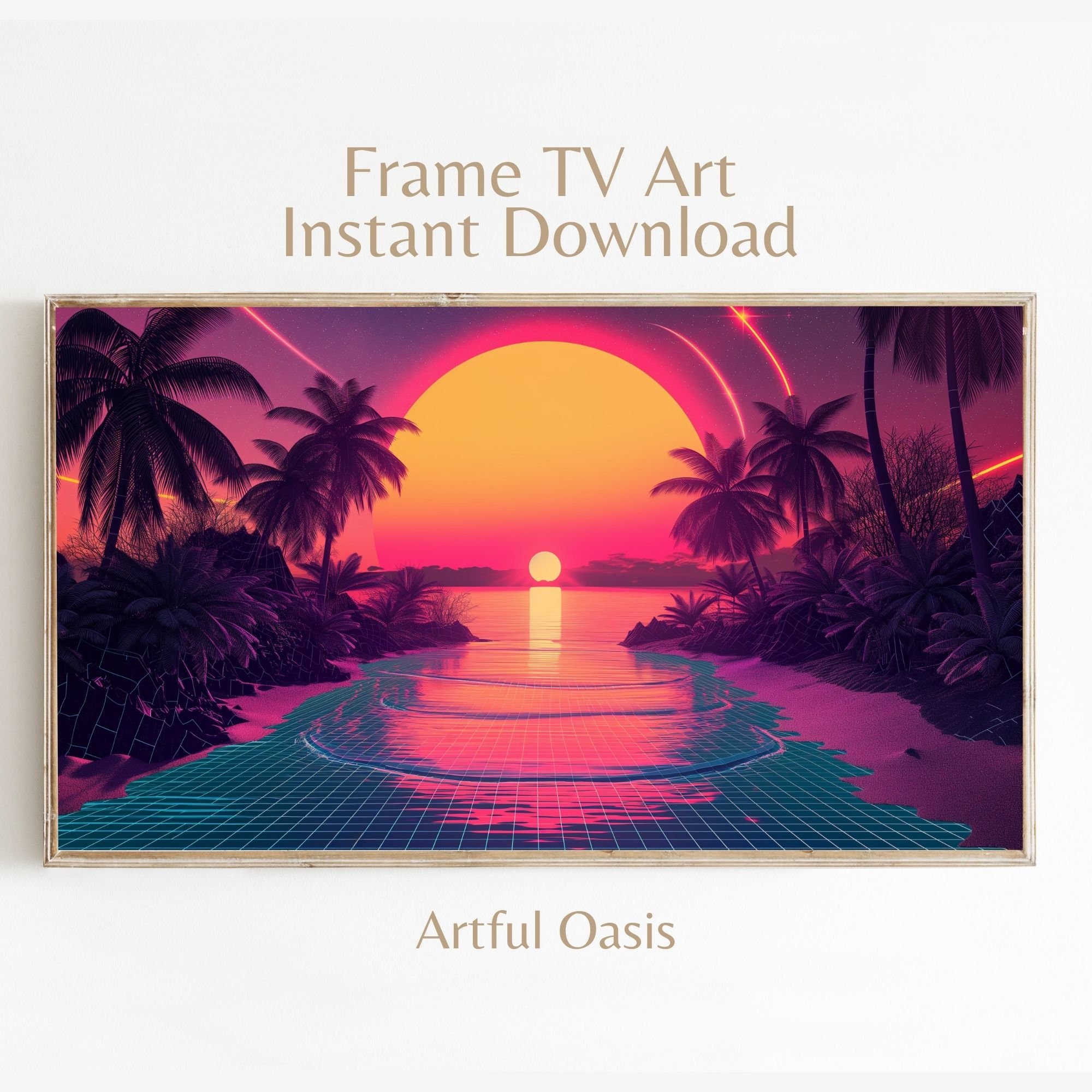 Retro 80s Neon Sunset Frame TV Art (digital Download) - Etsy