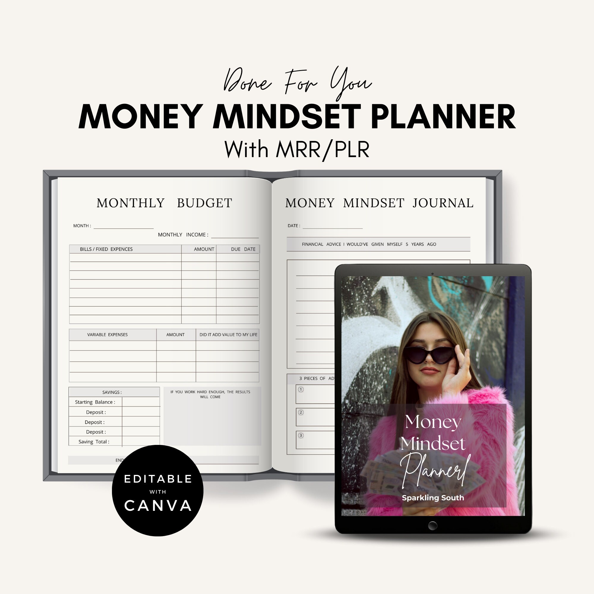 Money Mindset Journal Canva Template Wealth PLR Planner Master Resell ...