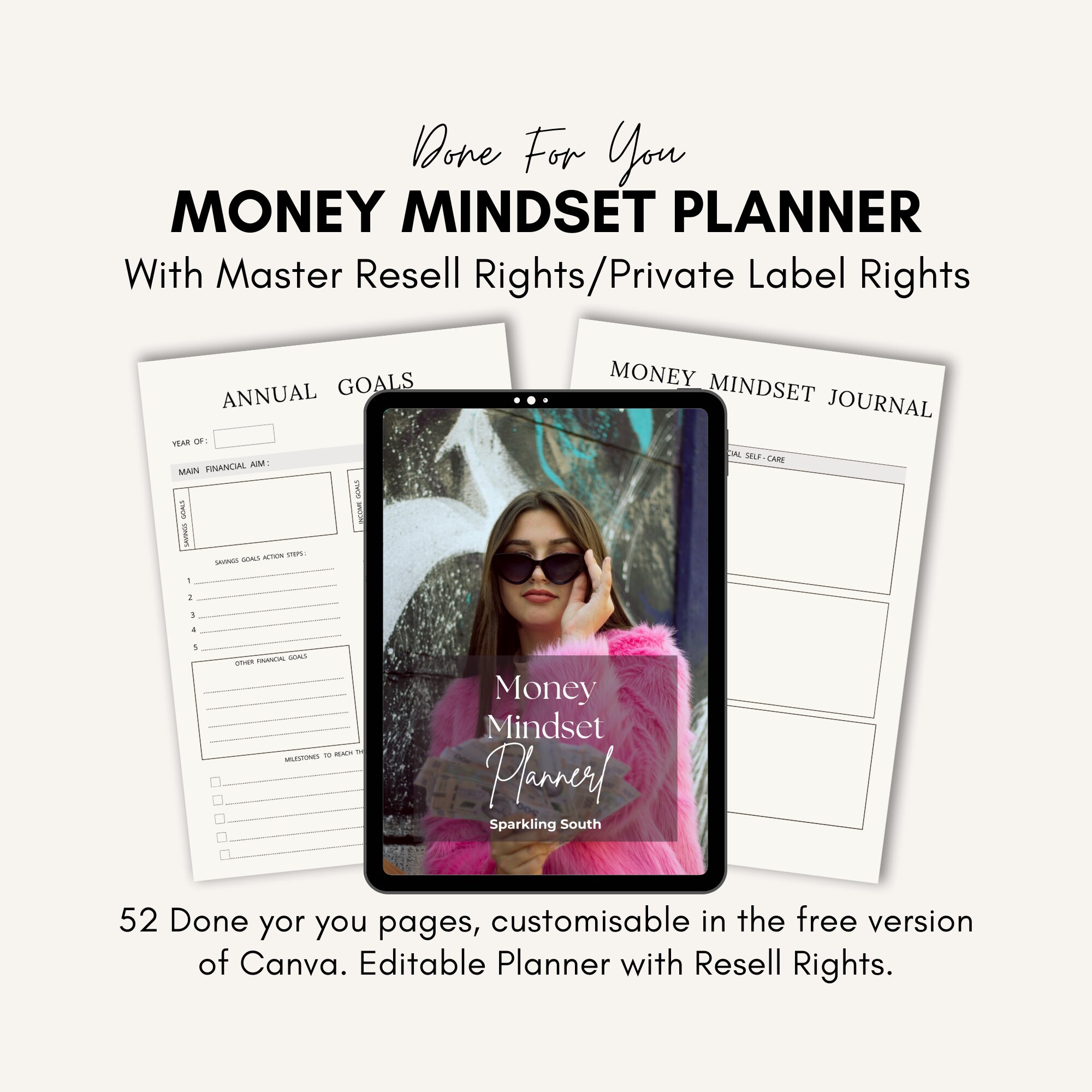 Money Mindset Journal Canva Template Wealth PLR Planner Master Resell ...