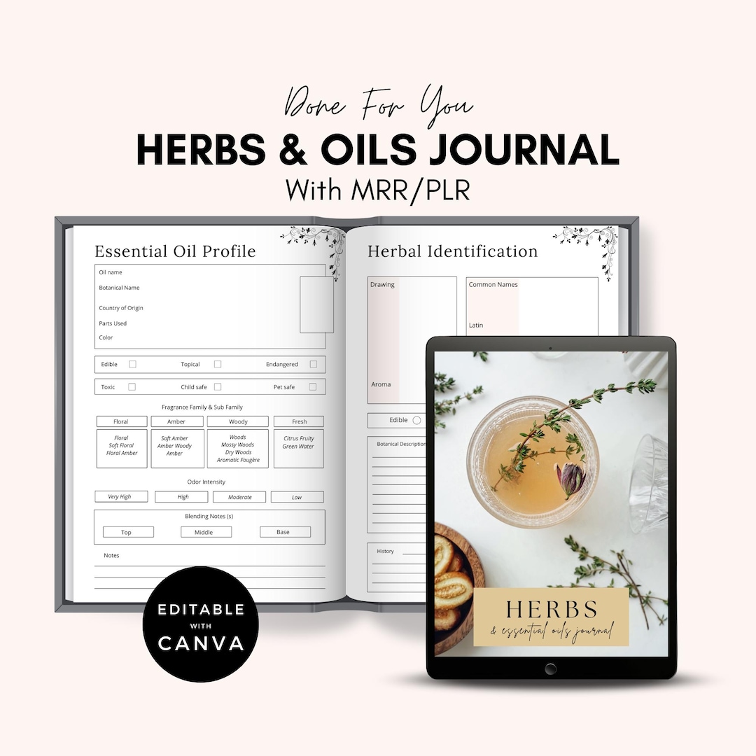Essential & Herb Oil Journal | Master Resell Rights | Garden Planner ...