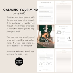 Calming Your Mind Journal | Mental Health Planner | Master Resell ...
