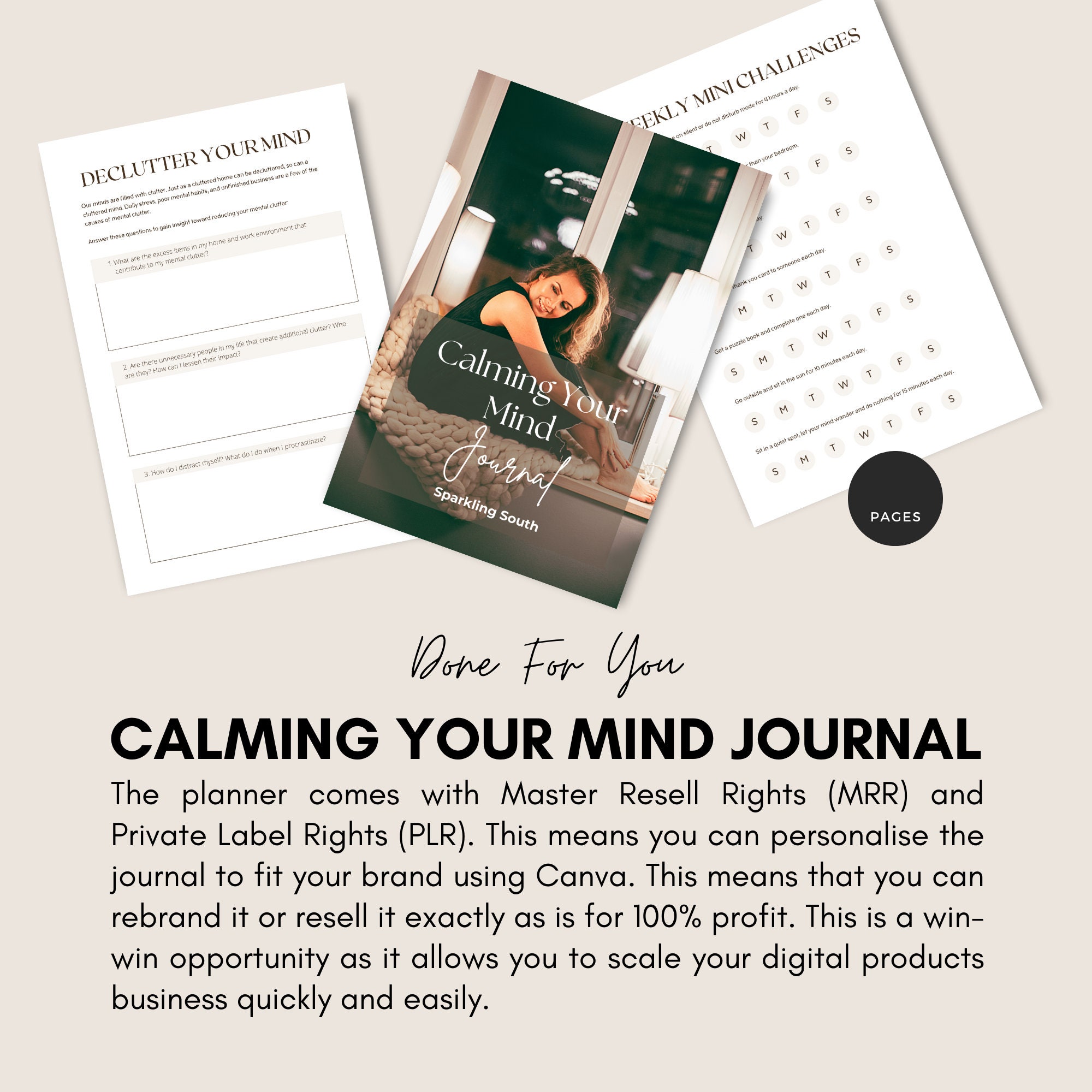 Calming Your Mind Journal: Mental Health Planner (PLR/MRR Digital ...