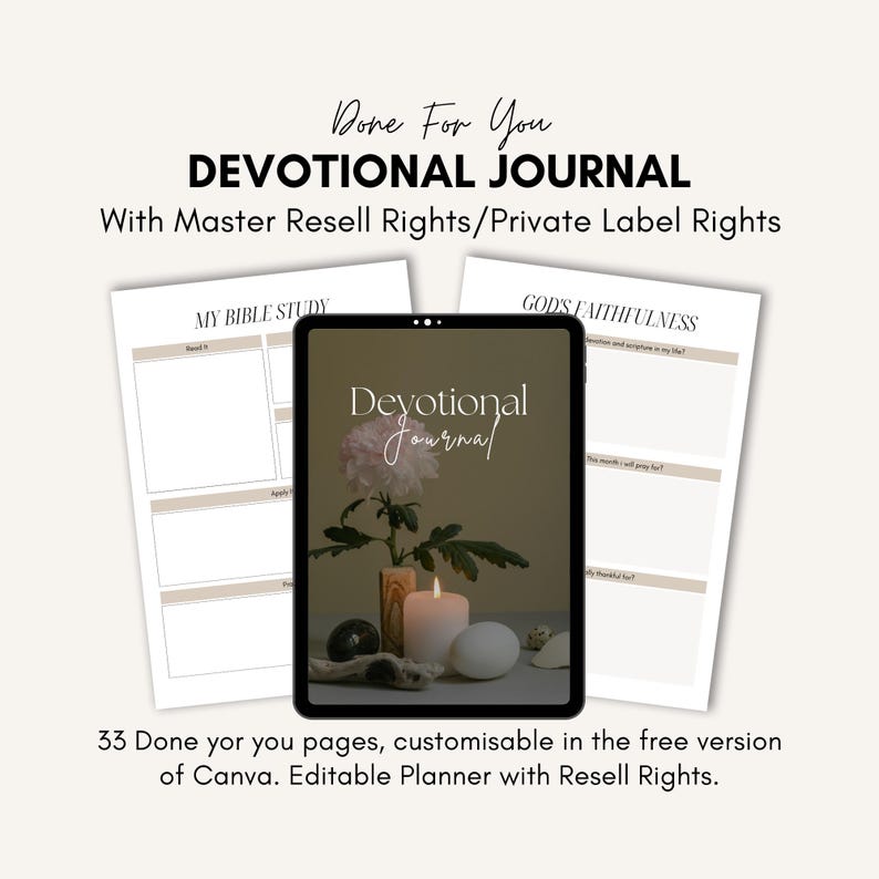 Devotional Journal: Faith-based Planner, Editable Canva Template (MRR ...
