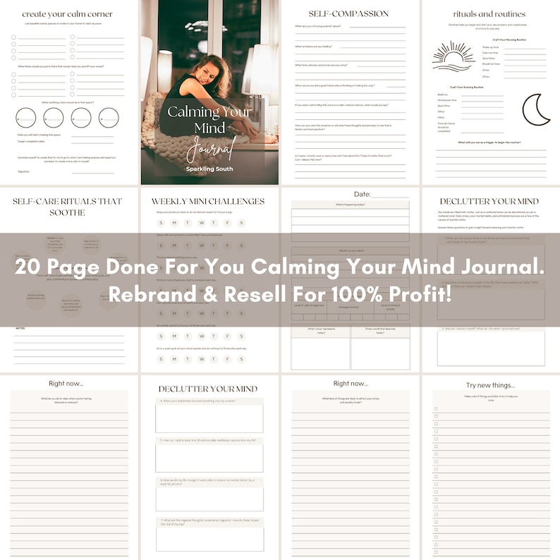 Calming Your Mind Journal: Mental Health Planner (PLR/MRR Digital ...