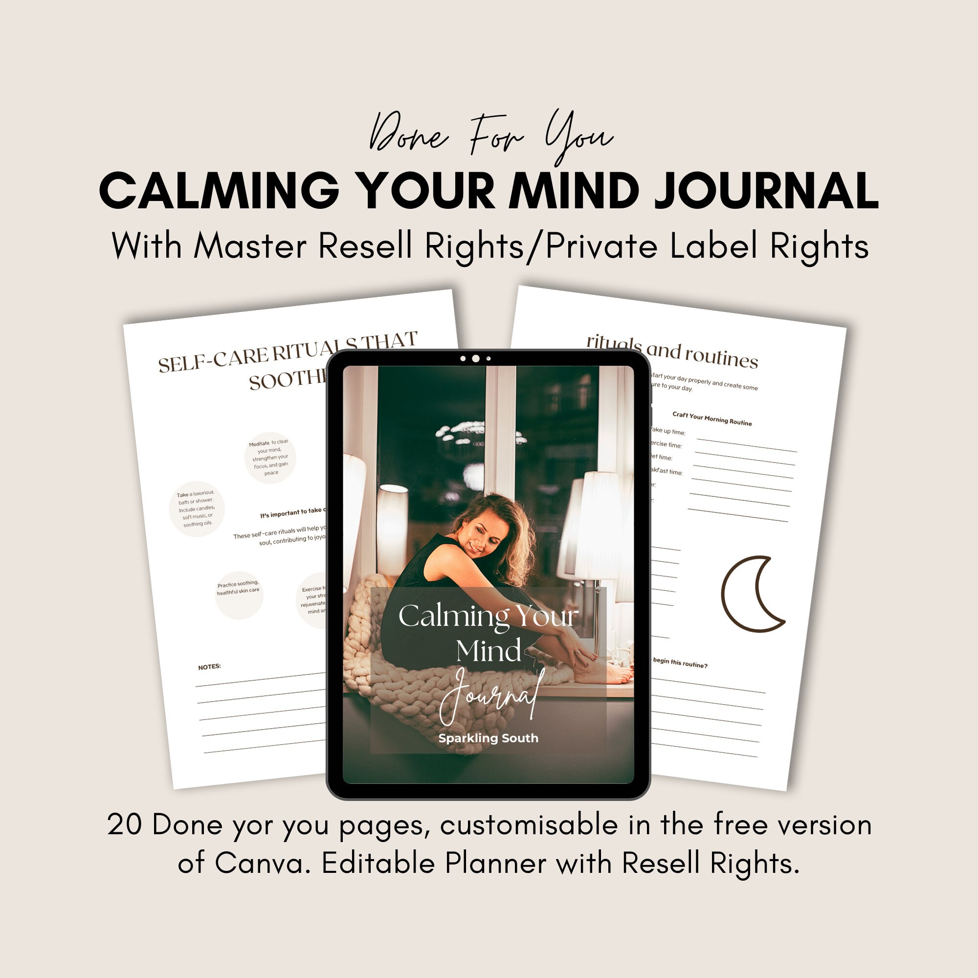 Calming Your Mind Journal Mental Health Planner Master Resell Rights ...