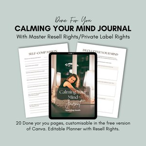 Calming Your Mind Journal Mental Health Master Resell Rights PLR ...