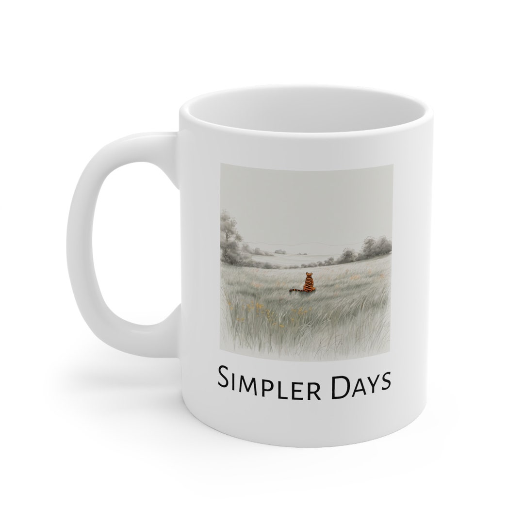 Cute Aesthetic Coffee Mug // Tigger in a Field // Simpler Days - Etsy