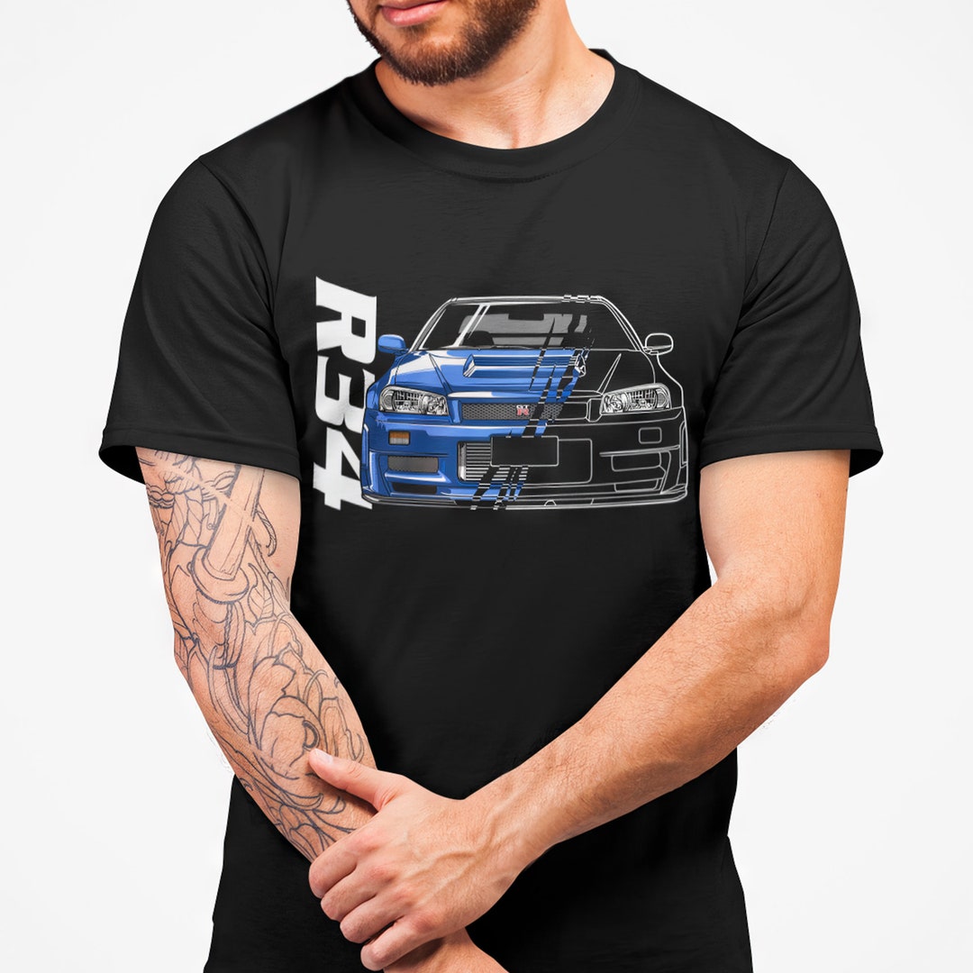 Nissan Skyline GTR R34 Car T-shirt | Car Enthusiast Tee, JDM Shirt, Car ...