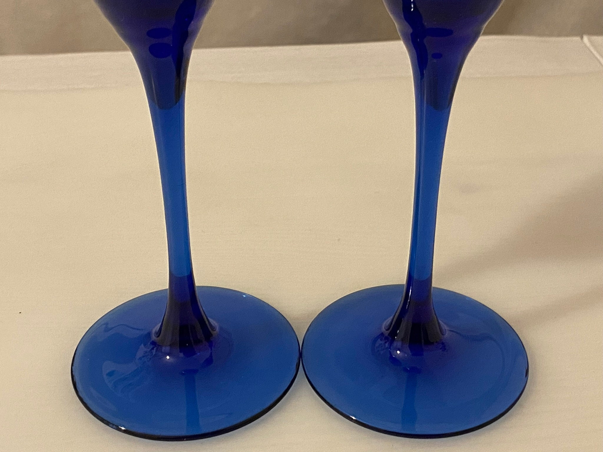 Luminarc France Cobalt Blue Champagne Glass Flutes, Set of 2, Barware ...