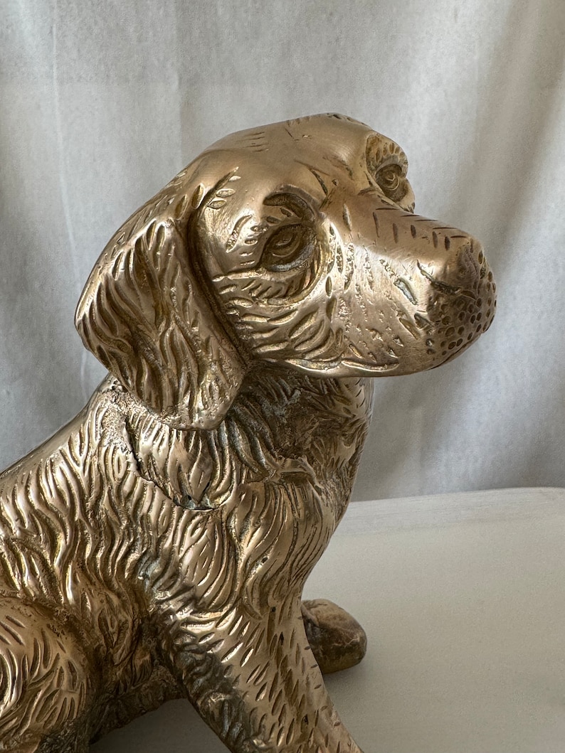 Vintage Brass Labrador Dog Figurine Heavy Sculpture Collectable Home ...