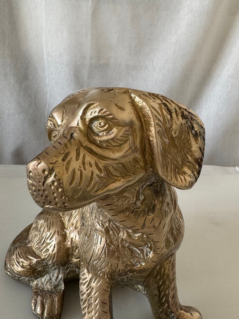 Vintage Brass Labrador Dog Figurine Heavy Sculpture Collectable Home ...