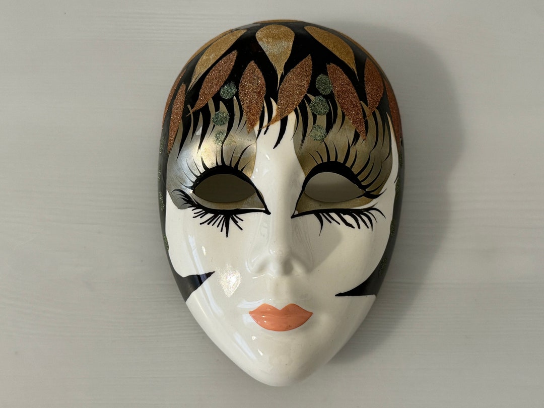 Vintage Venetian Carnival Ceramic Hand Painted Mask, Wall Décor ...