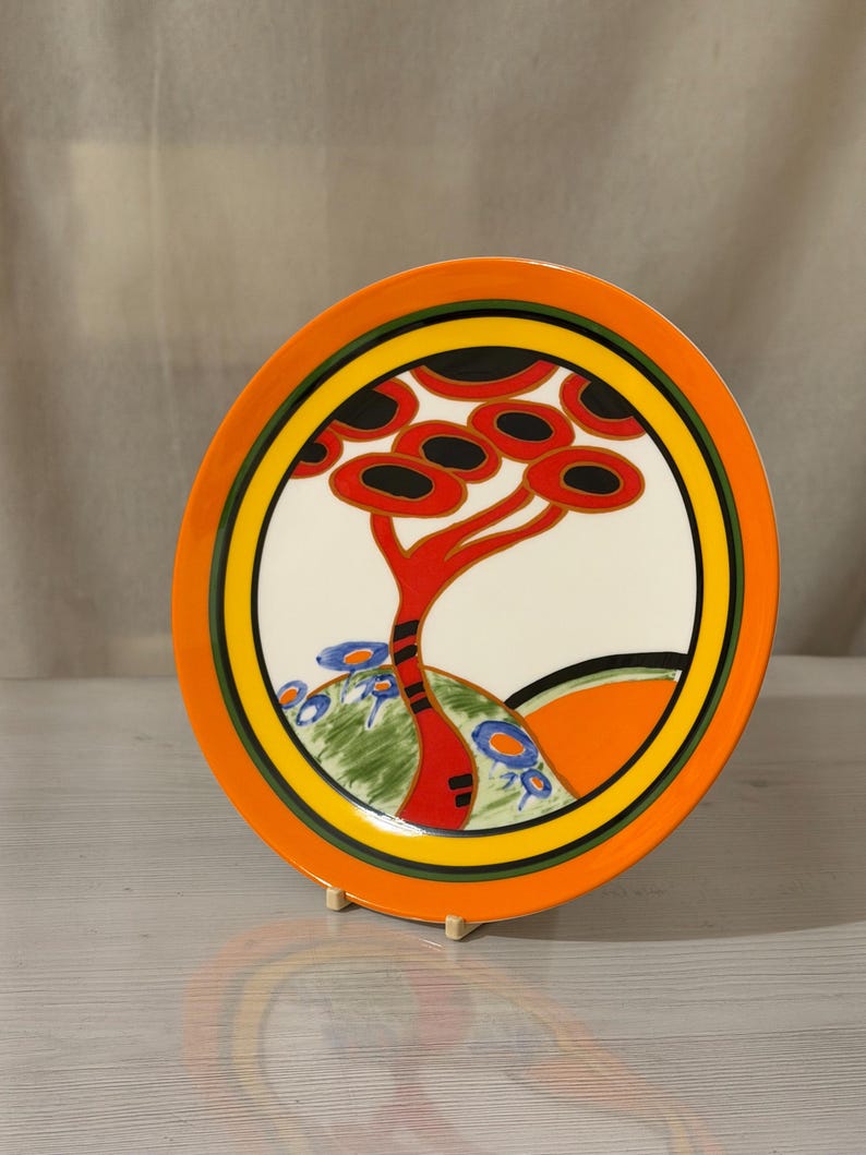 Clarice Cliff Bizarre Red Tree Plate, Wedgwood Bone China Collectible ...