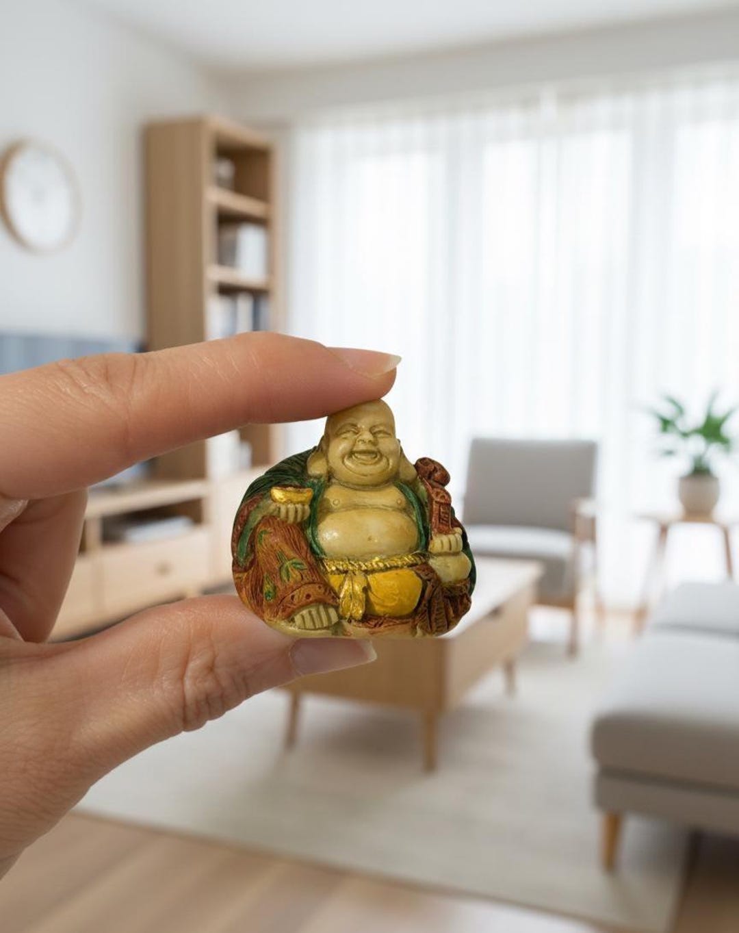 Vintage Miniature Laughing Buddha Happy or Jolly Figurine Statue ...