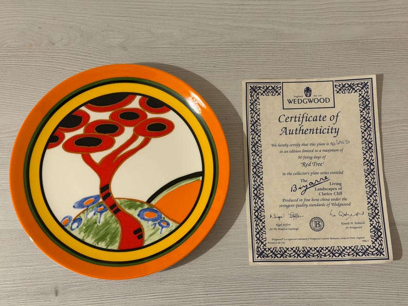 Clarice Cliff Bizarre Red Tree Plate, Wedgwood Bone China Collectible ...