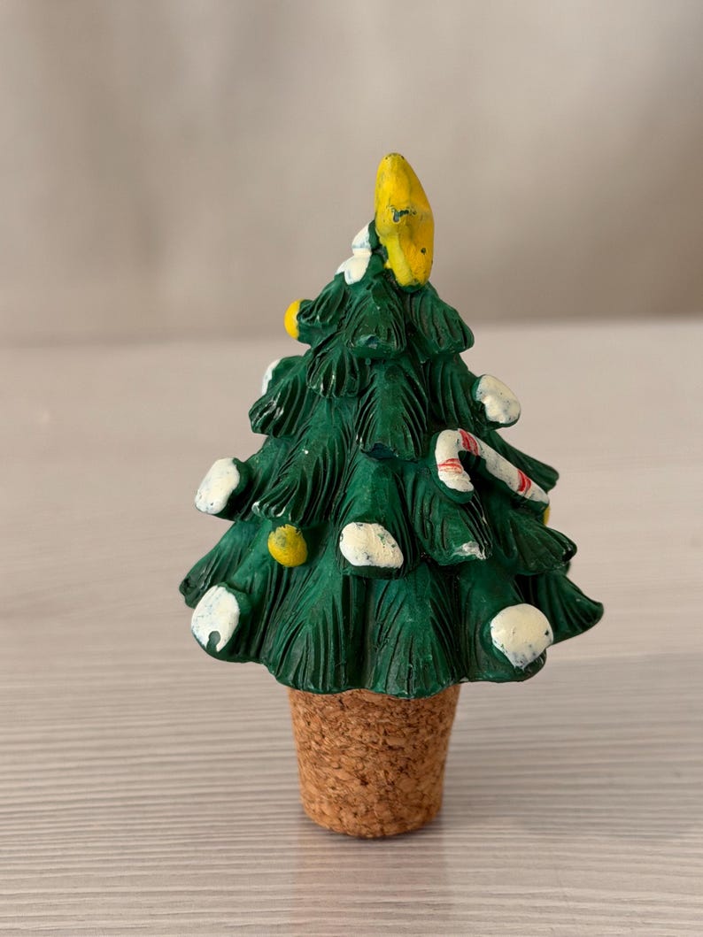 Vintage Christmas Tree Bottle Stopper Resin With Cork Winter Theme Bar ...