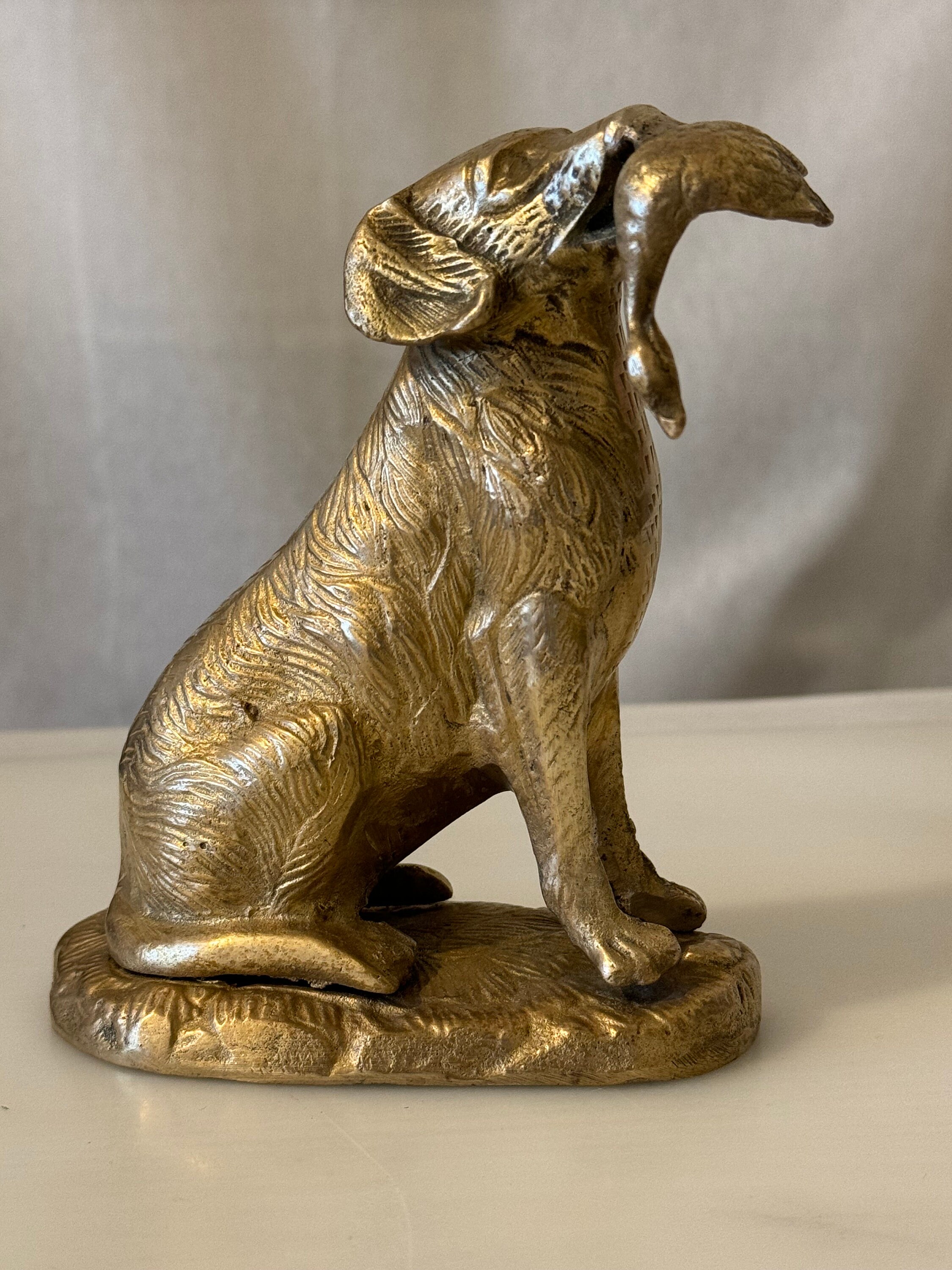 Brass Hunting Dog Statue Detailed Vintage Bronze Metal Bookend Heavy ...