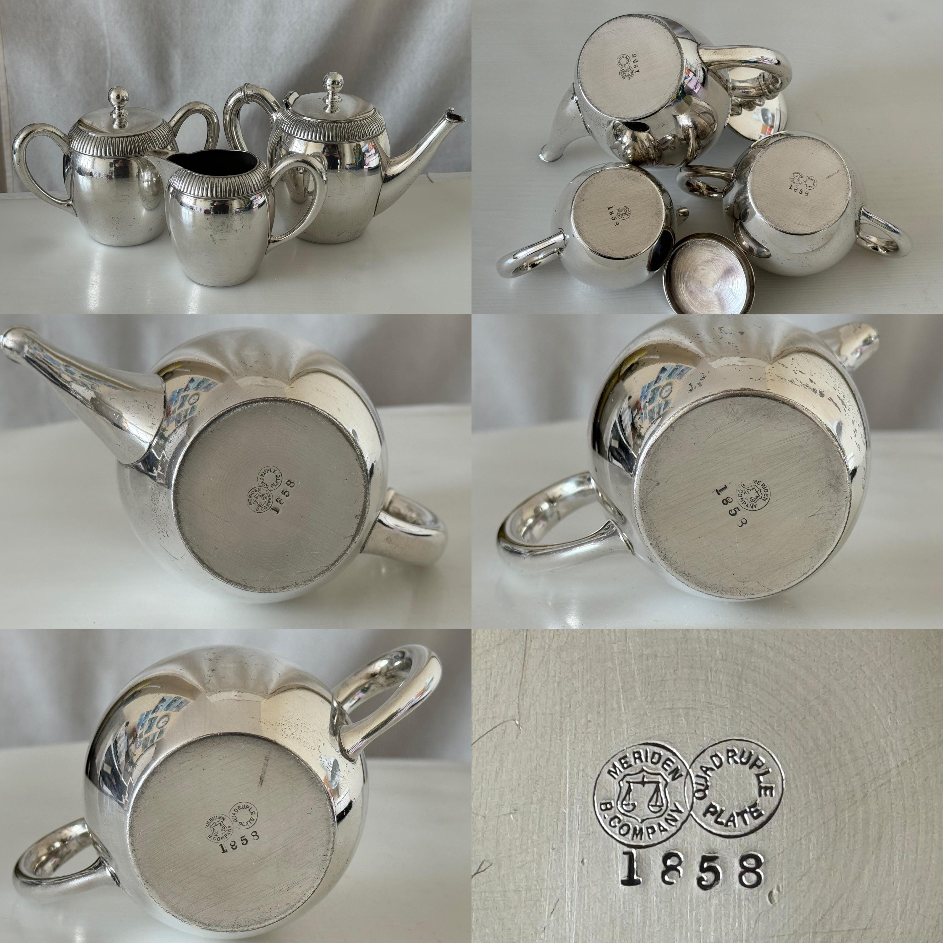 Vintage Meriden Britannia Co Quadruple Plate 3-piece Tea Set | Silver ...