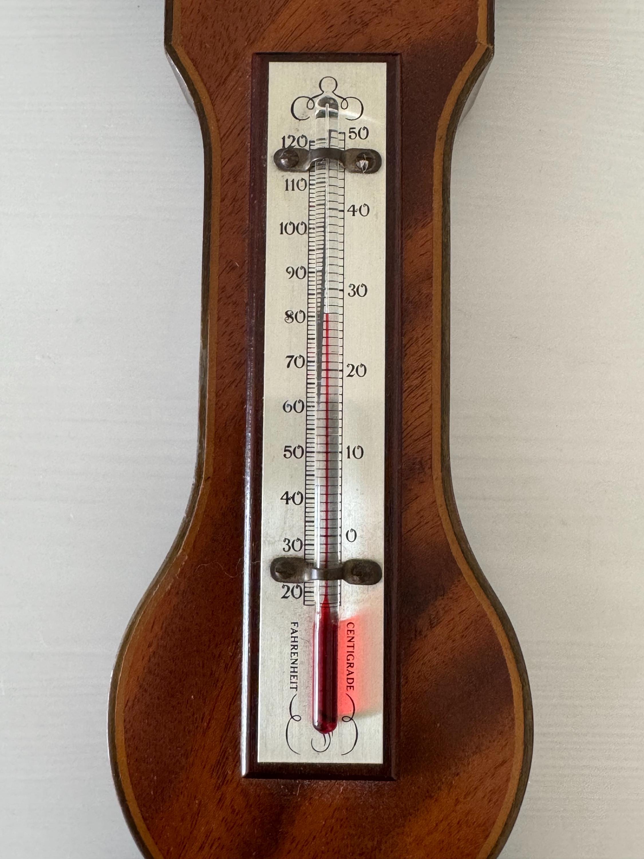 Vintage Comitti of London Aneroid Barometer Thermometer Mahogany Wood ...