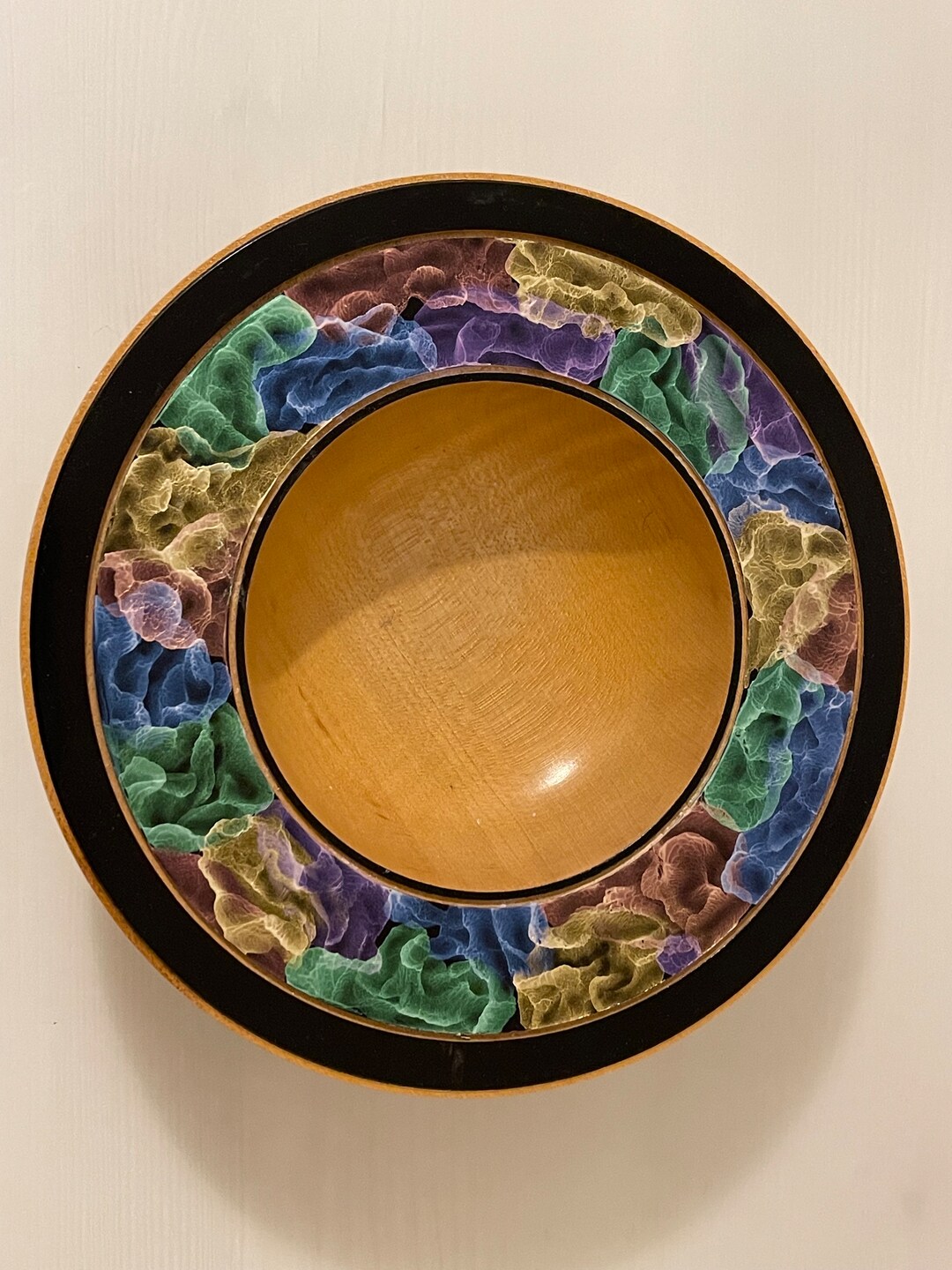 Cosmic Clouds Platter Bowl, Beech Wood, Painted, Display Dish, Handmade ...