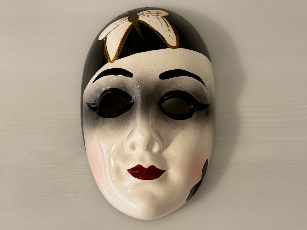 Vintage Venetian Carnival Ceramic Hand Painted Mask, Wall Décor ...
