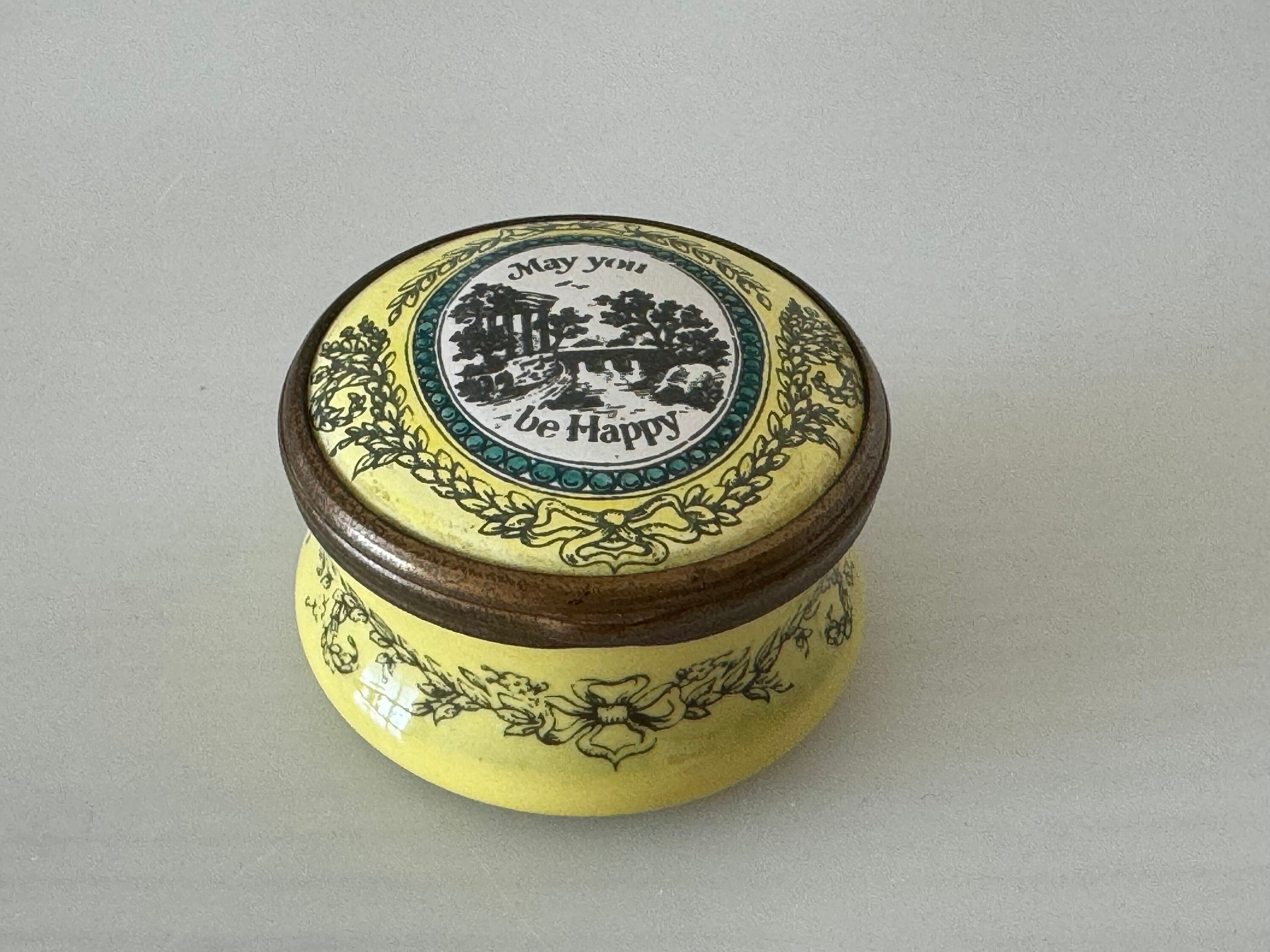 Antique Bilston & Battersea Enamels Mini Trinket Pill Box Pot "may You ...